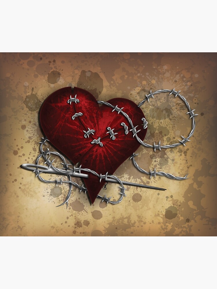 Póster «corazón de alambre de púas cosido» de CasFick-Designs | Redbubble