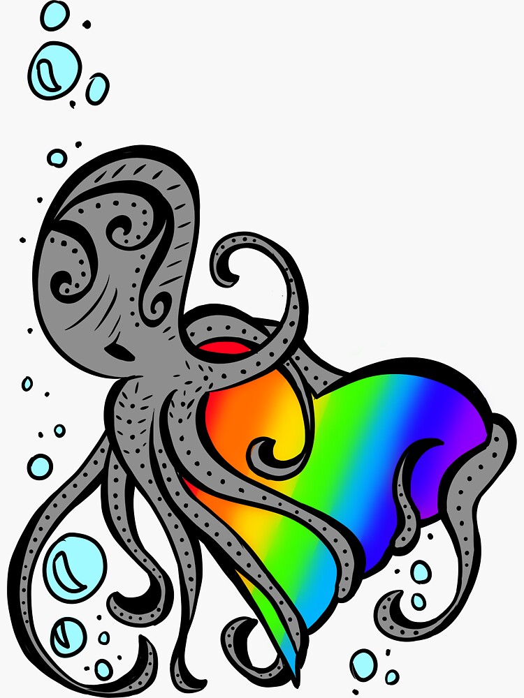 "Rainbow Octopus" Sticker by weelittlewisp | Redbubble