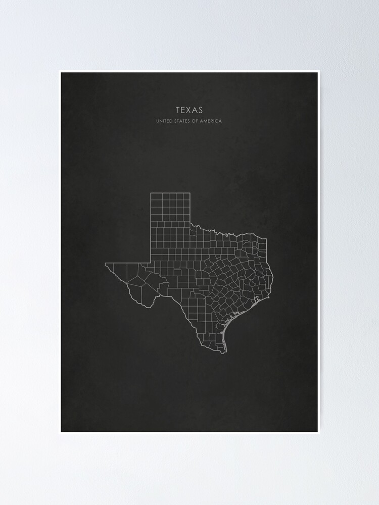 "Texas Silver State Counties Map" Poster by Travel2NZ | Redbubble