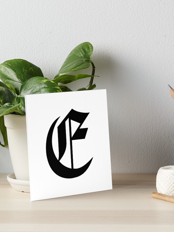 "E – Old English Initial Black Letter E" Art Board Print for Sale by ...