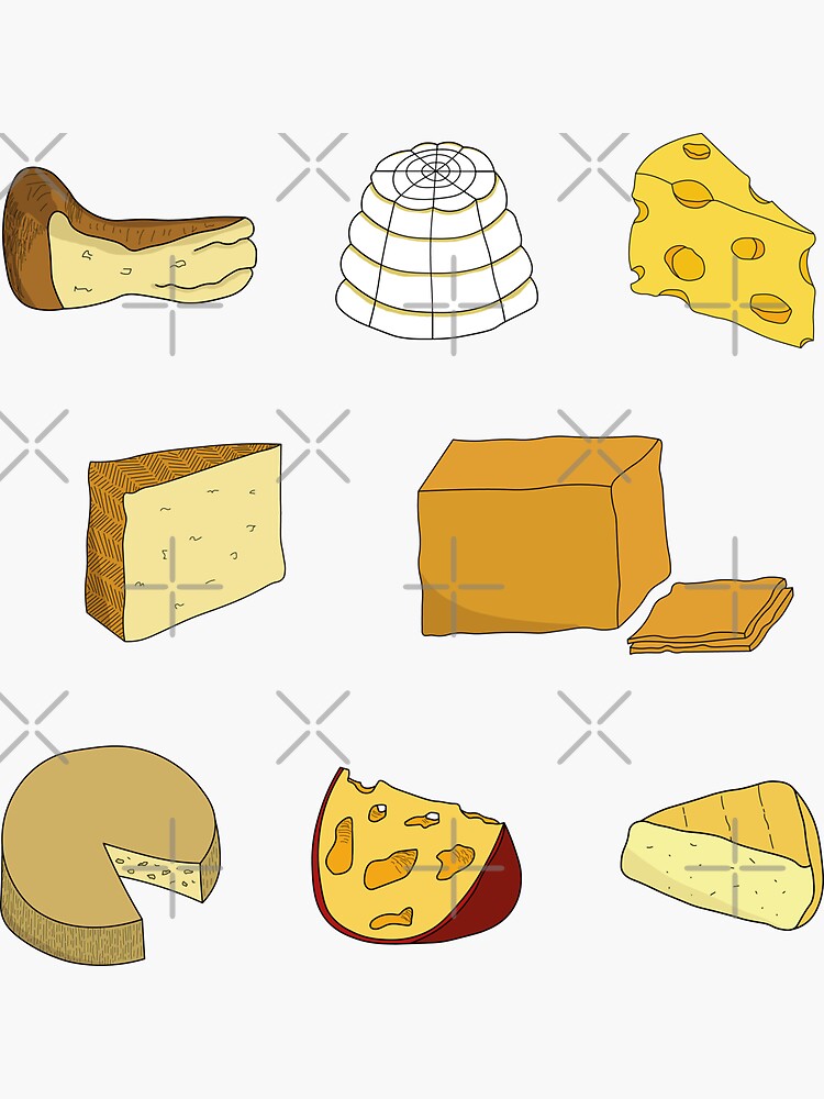 "Collection of cheeses" Sticker for Sale by taniasofia | Redbubble