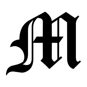 "M – Old English Initial Black Letter M" Essential T-Shirt for Sale by ...