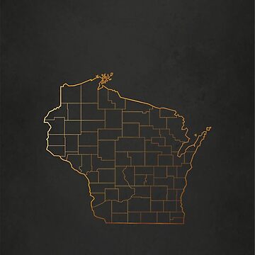 "Wisconsin Gold State Counties Map" Sticker for Sale by Alo Design ...