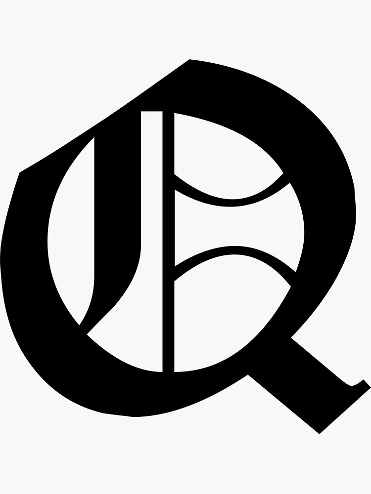 "Q – Old English Initial Black Letter Q" Sticker for Sale by Typeglyphs ...