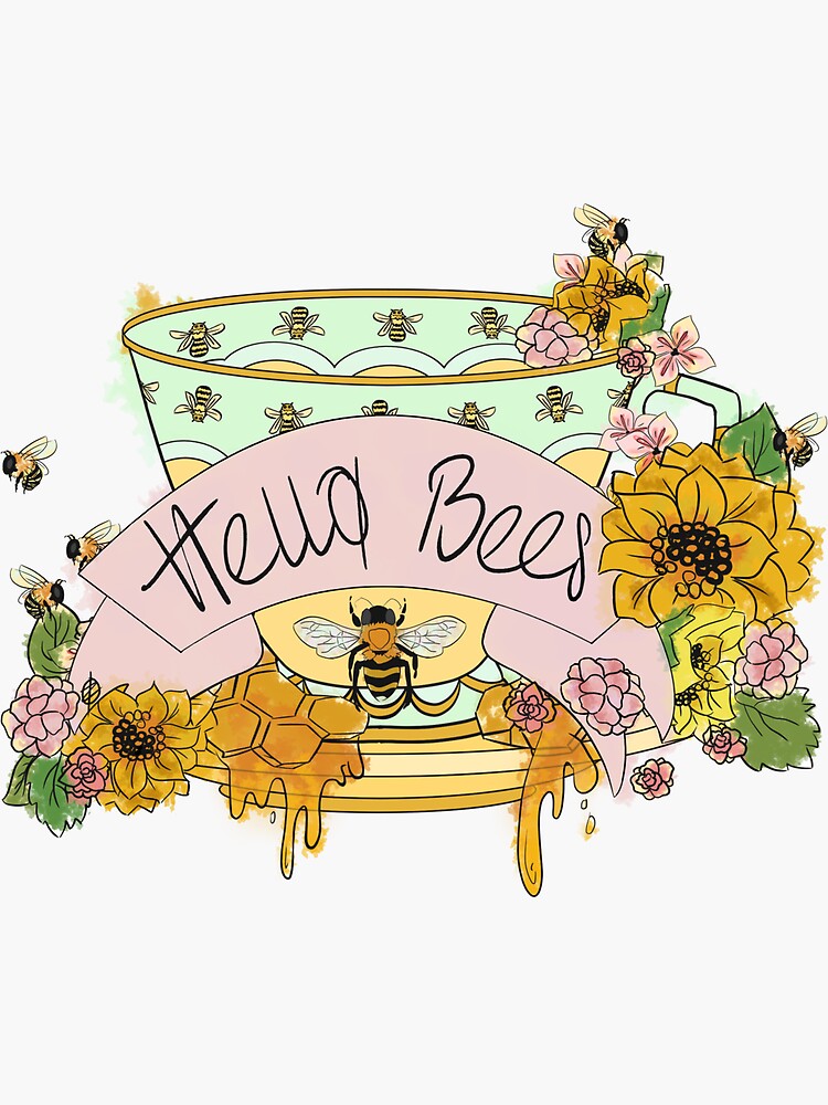 "Hello Bees!" Sticker for Sale by withgetorix | Redbubble