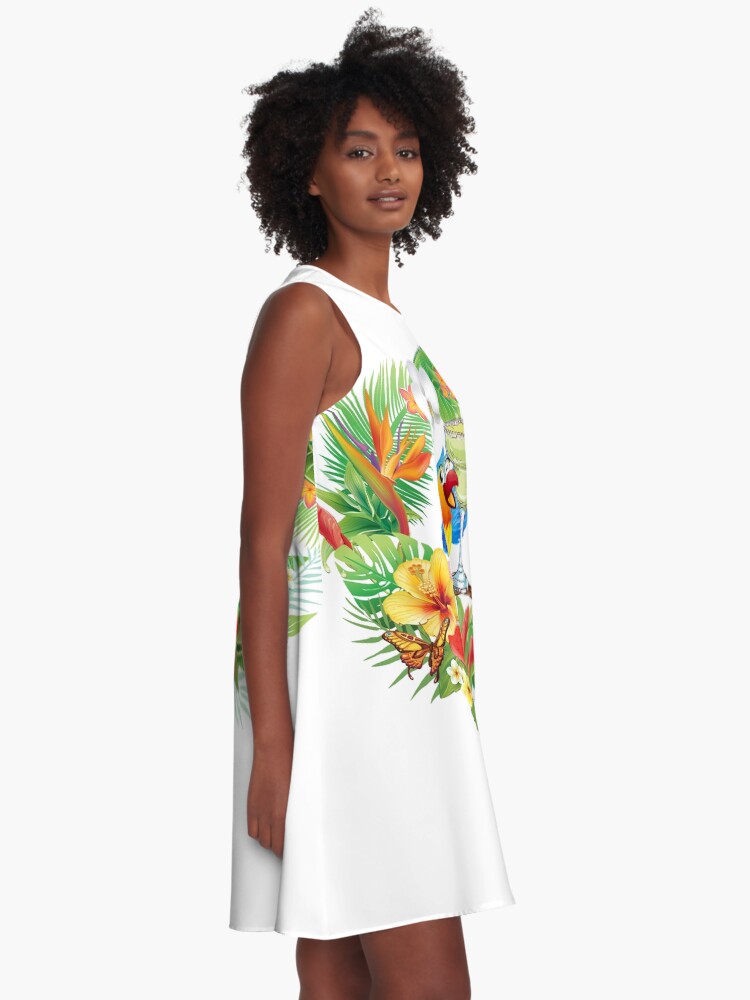 "Parrot with a Margarita" A-Line Dress for Sale by ParrotHeadSwag ...