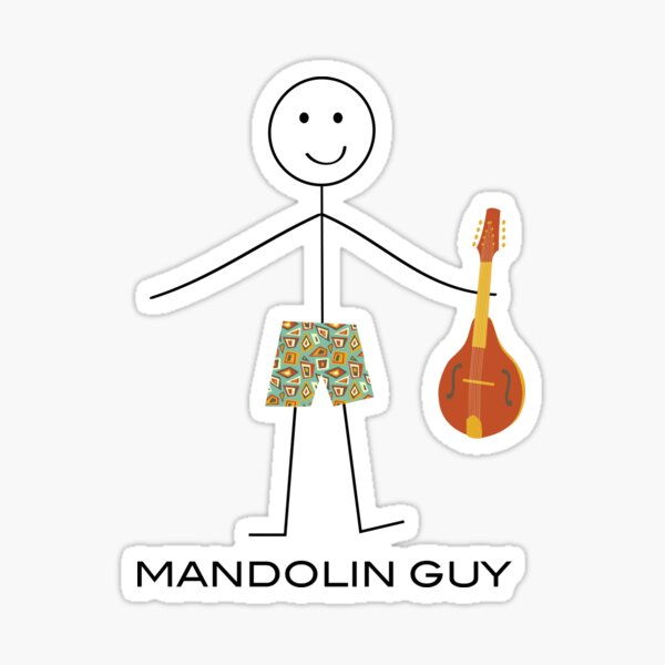 "Funny Mens Mandolin Guitar, Boy Mandolin Player Gift" Sticker for Sale ...