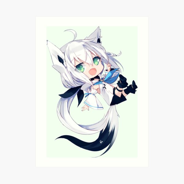 "Chibi Shirakami Fubuki - Hololive" Art Print by BigKusa | Redbubble