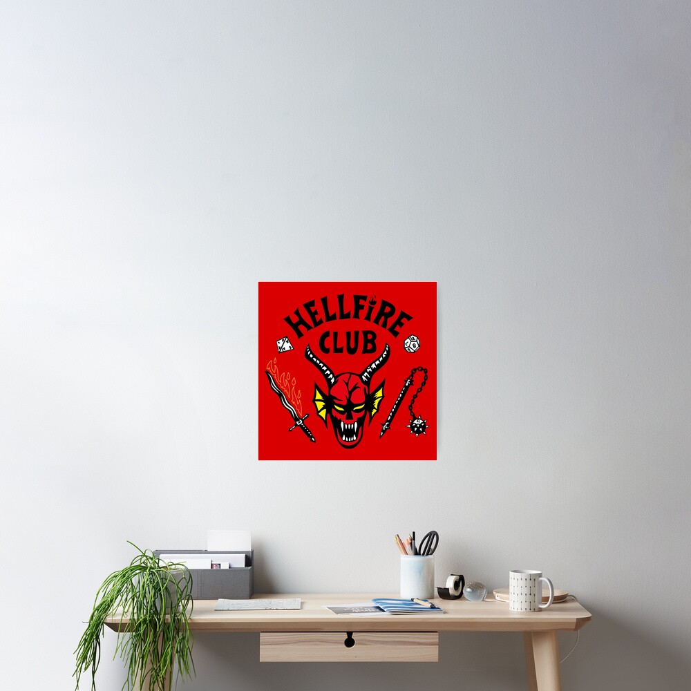 "HELLFIRE CLUB (Dustin DND Club logo) Such a Nerd! Red-Black" Poster by ...
