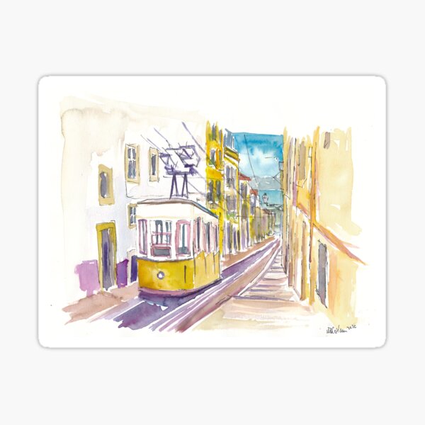"Lisbon Classical Unforgettable Yellow Tram Tour in Portugal" Sticker ...