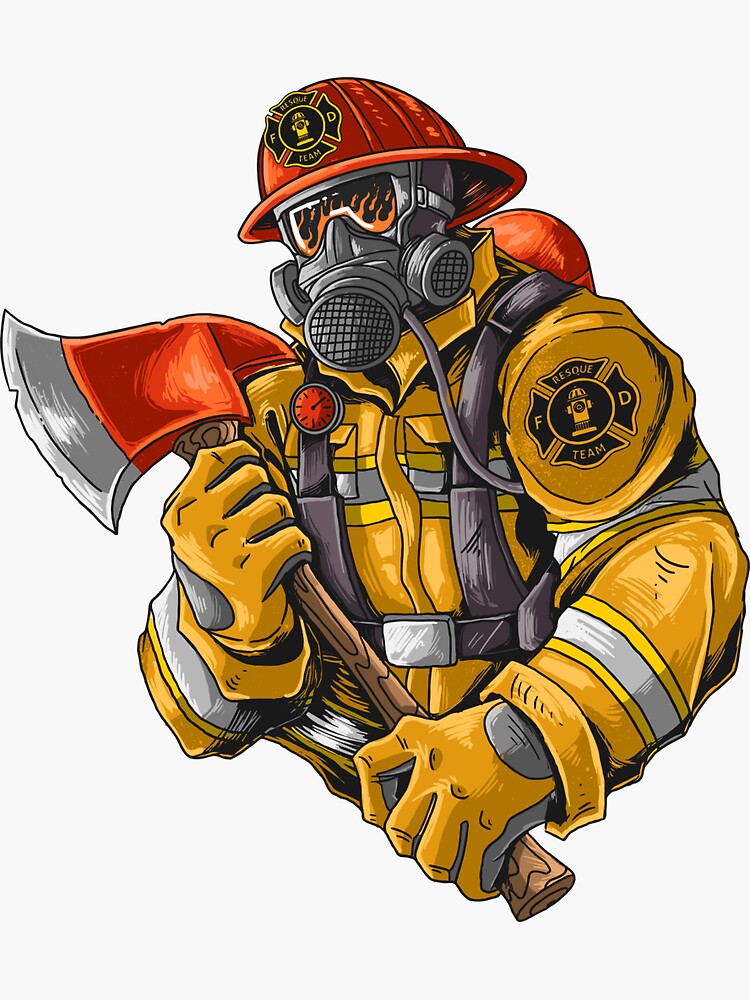 "Firefighter Sticker" Sticker by PatternSquare | Redbubble