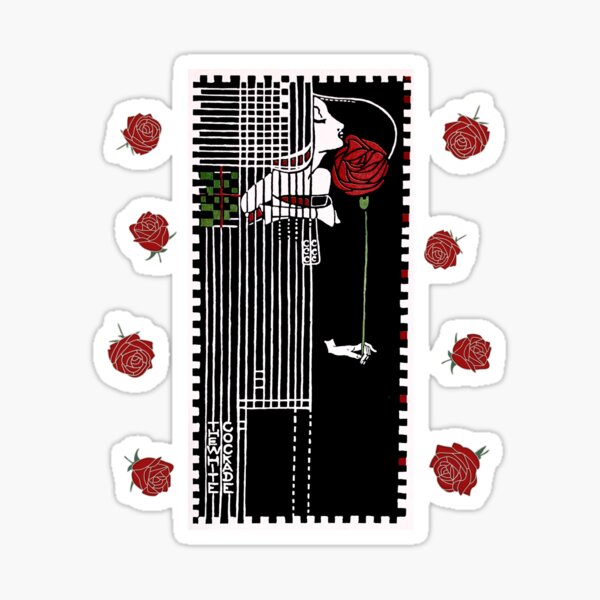 "Menu for a tea room by Margaret Macdonald-Mackintosh & roses" Sticker ...