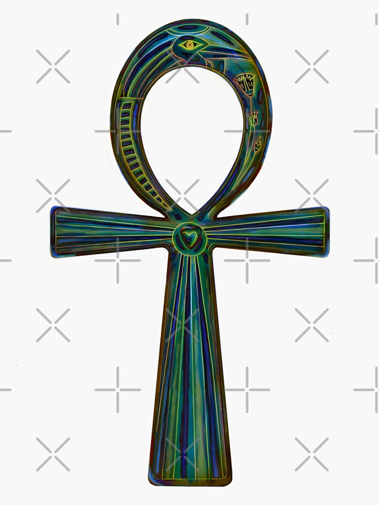 Pegatina «Cool azul y verde Thoth Ankh» de Billie2022 | Redbubble