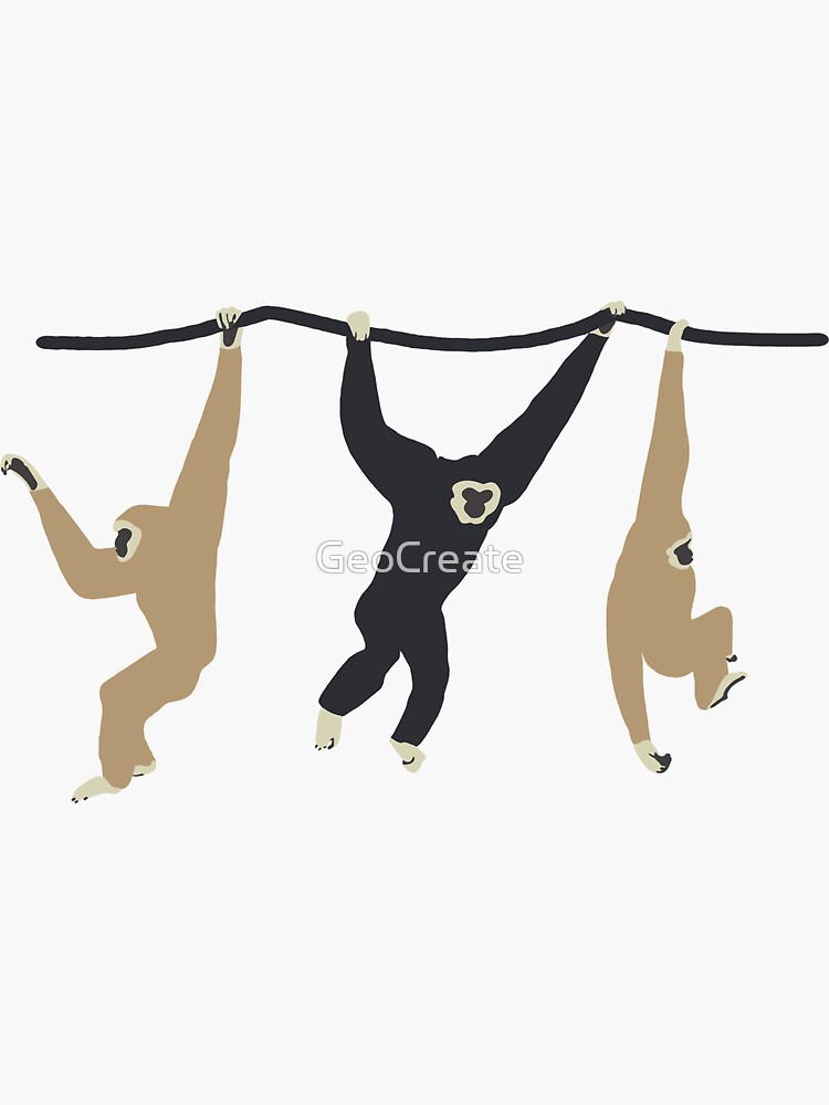 "Lar/White-handed Gibbon " Sticker for Sale by GeoCreate | Redbubble