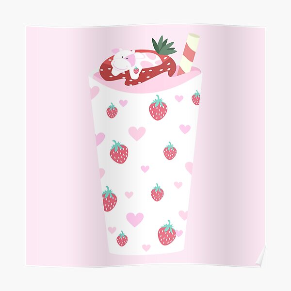 "Strawberry Cow Strawberry Milkshake" Poster by sweetheartgrams | Redbubble