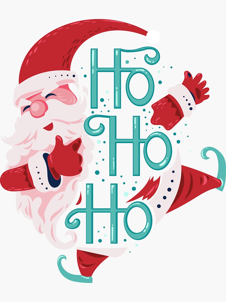 "Happy santa claus jump smiling say ho ho ho" Sticker for Sale by ...
