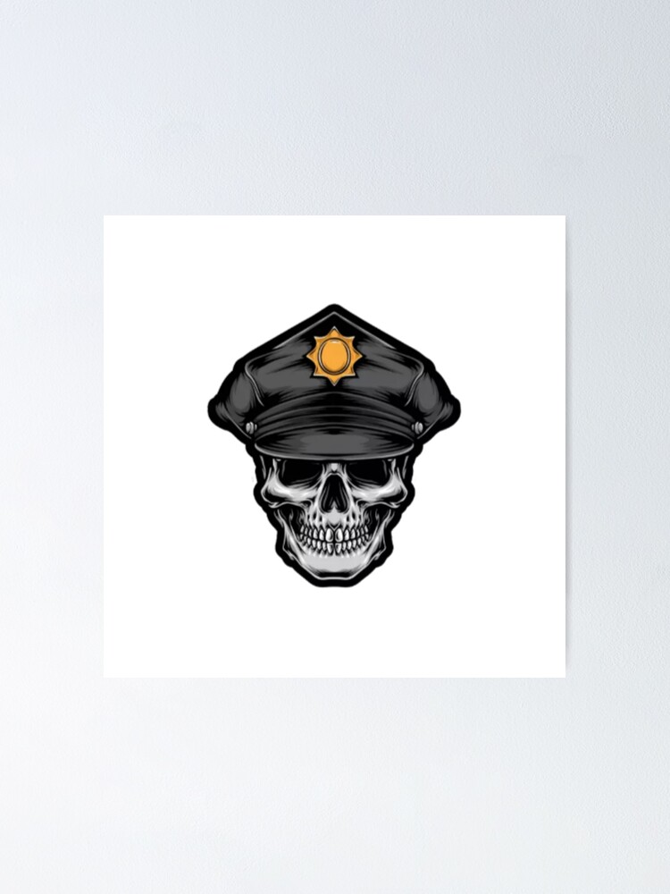" design skull face, skull head, police skull" Poster for Sale by ...