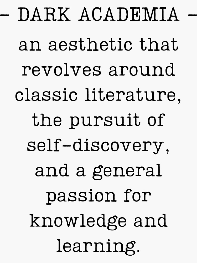 "Dark Academia Definition" Sticker by DarkAcademiaCo | Redbubble