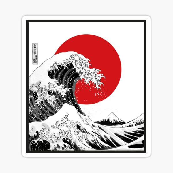 "The great wave under a red sun" Sticker for Sale by OffbeetShirts ...