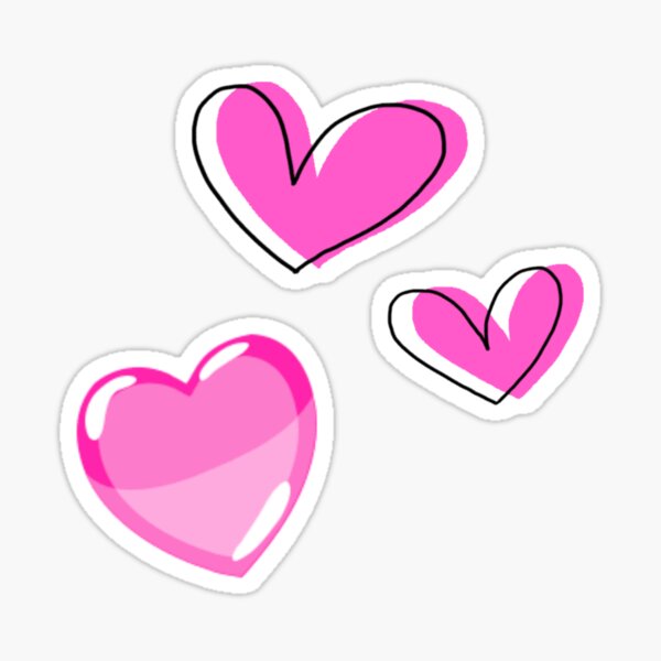 "Pink Cute Three Little Hearts" Sticker for Sale by DoraSticker | Redbubble