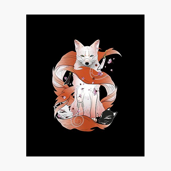 "Kitsune Japanese Kami Inari Nine-Tailed Fox Fox Spirit Yokai ...