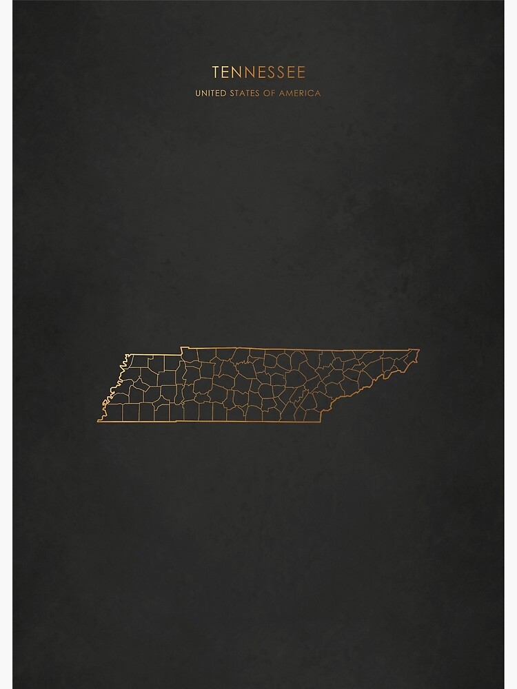"Tennessee Gold State Counties Map" Poster by Travel2NZ | Redbubble