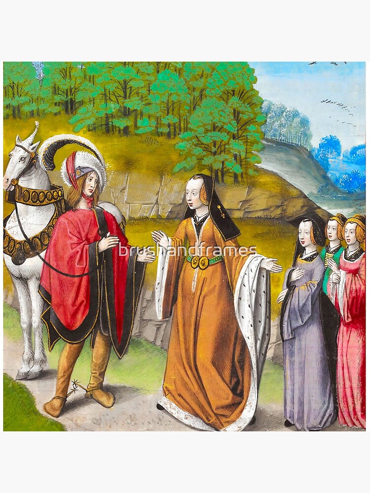 "Phantasie, die den Ritter in die drei Tugenden einführt" Acrylblock ...