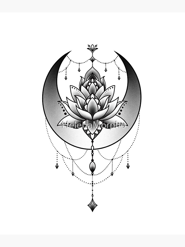 Póster «Flor de Loto Celestial Luna creciente» de HelenaMorpho | Redbubble