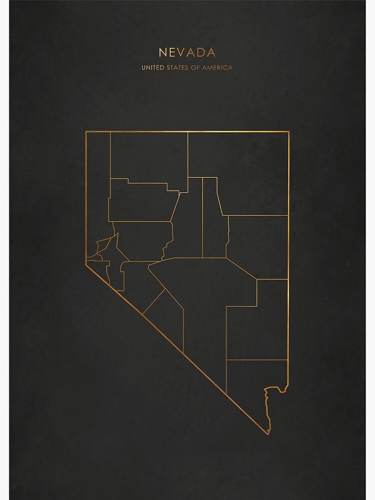"Nevada Gold State Counties Map" Photographic Print for Sale by ...