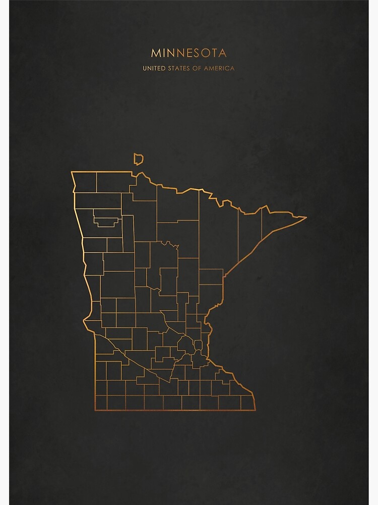 "Minnesota Gold State Counties Map" Poster for Sale by Travel2NZ ...