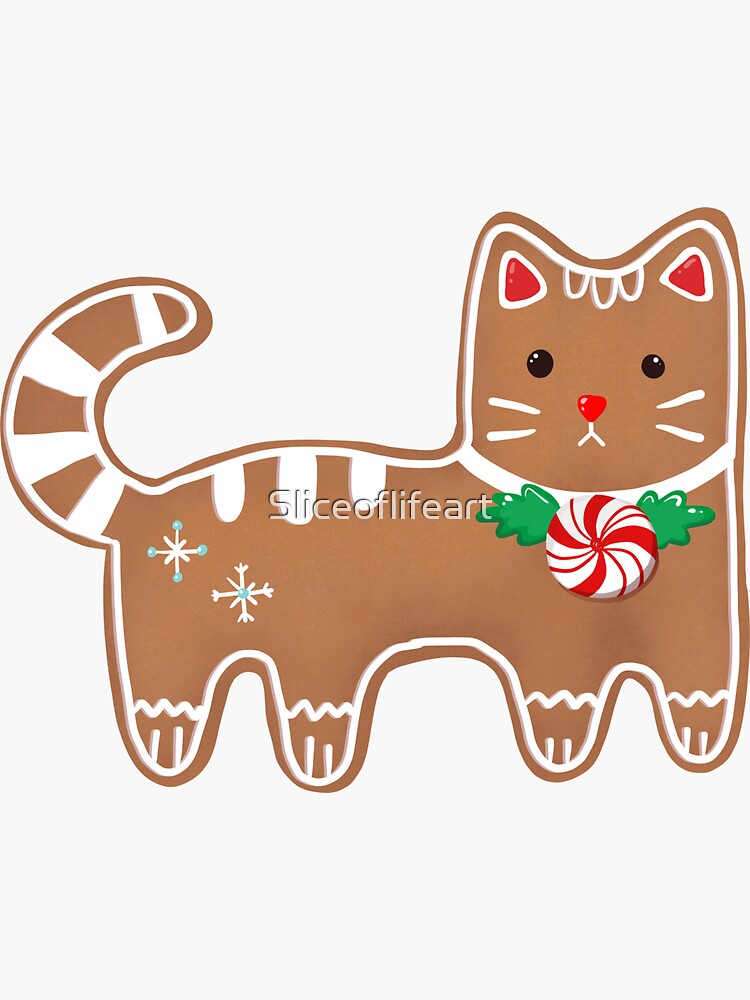 "Gingerbread Cat" Sticker by Sliceoflifeart | Redbubble