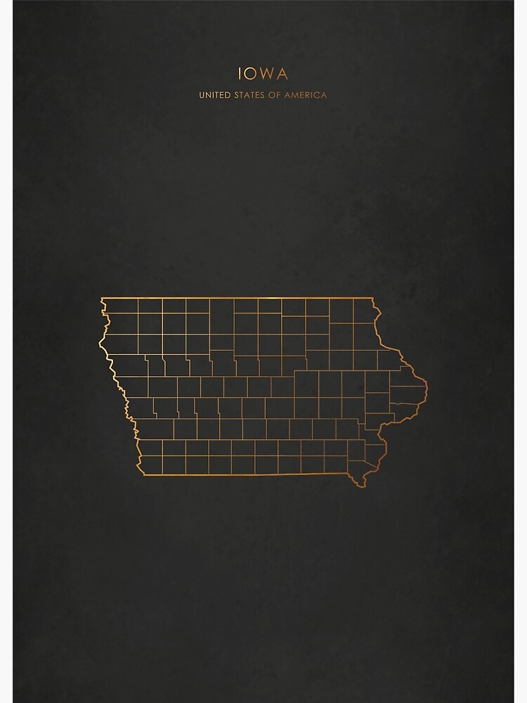 "Iowa Gold State Counties Map" Poster by Travel2NZ | Redbubble