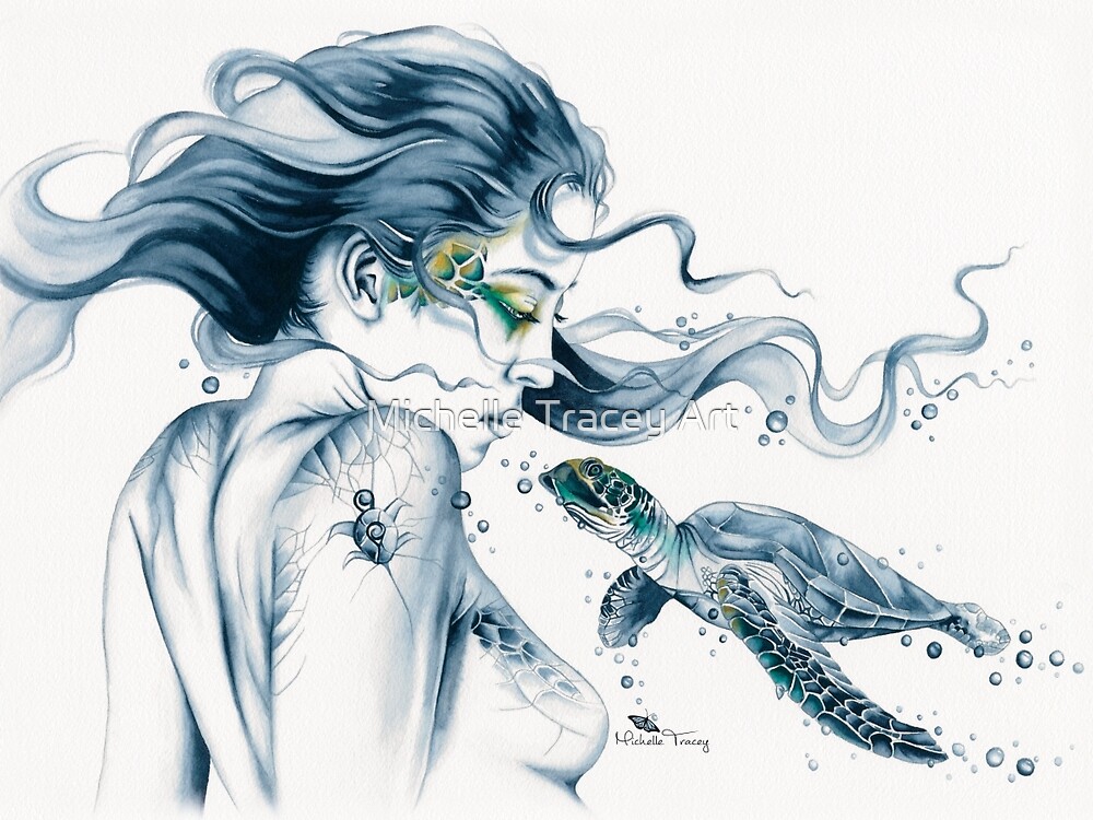 "Sea Turtle Totem" by Michelle Tracey | Redbubble
