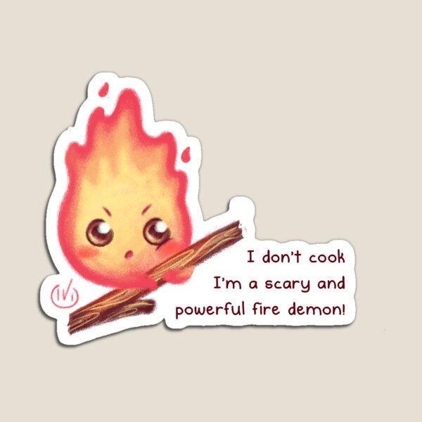 Kitchen Décor Kawaii Calcifer Magnet & Sticker Home & Living etna.com.pe