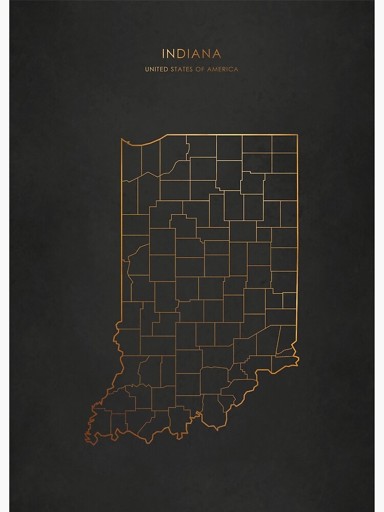 "Indiana Gold State Counties Map" Poster for Sale by Alo Design | Redbubble