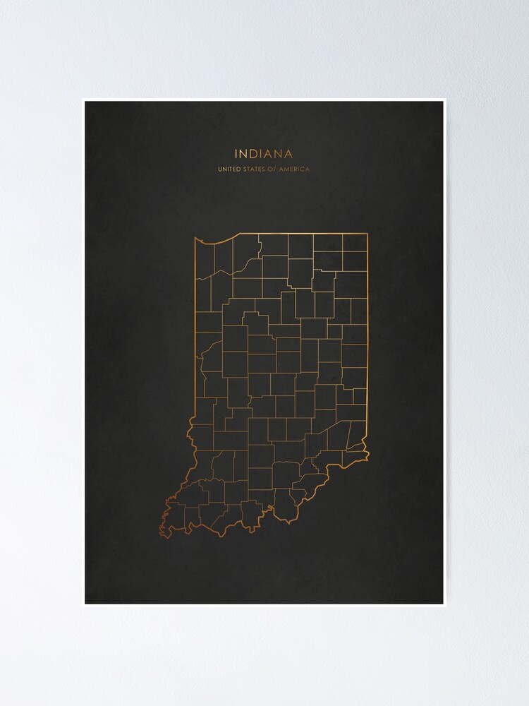 "Indiana Gold State Counties Map" Poster for Sale by Alo Design | Redbubble