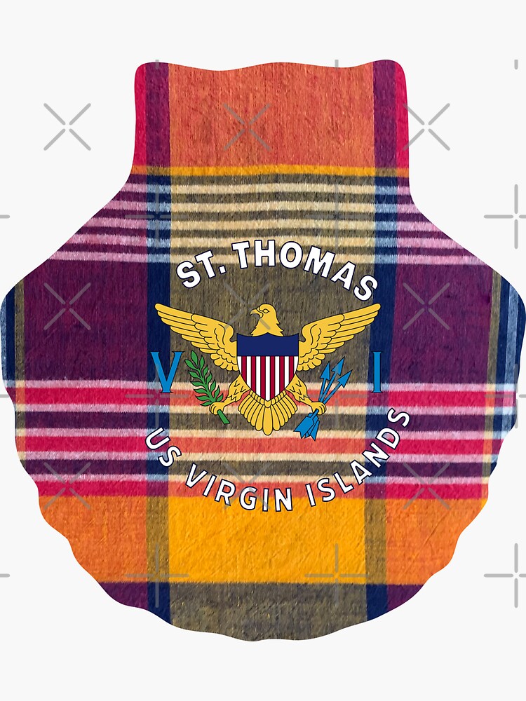 "US Virgin Islands Flag St. Thomas USVI Madras Pattern" Sticker for ...