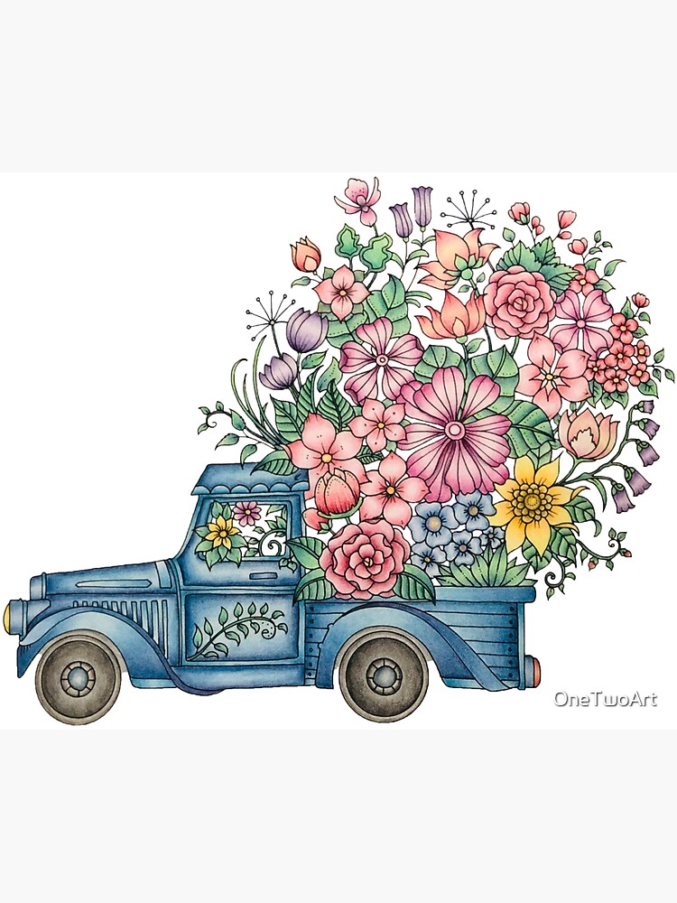 "flower truck " Sticker for Sale by OneTwoArt | Redbubble
