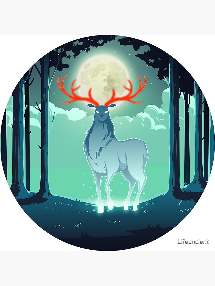 "Moon Deer and Red Horn" Poster by Lifeancient | Redbubble