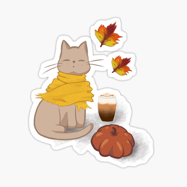 "Cat Loves Autumn" Sticker by Catcoffeeshop | Redbubble