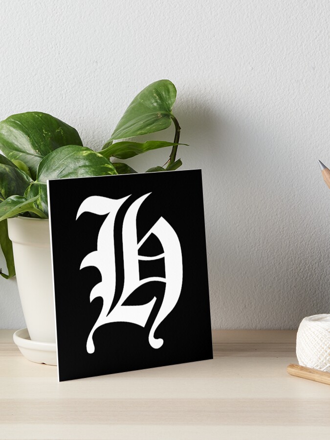"H – Old English Initial White Letter H" Art Board Print for Sale by ...