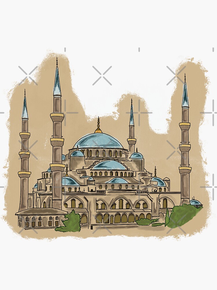 "Blue mosque sticker " Sticker for Sale by zeyzeybaby | Redbubble