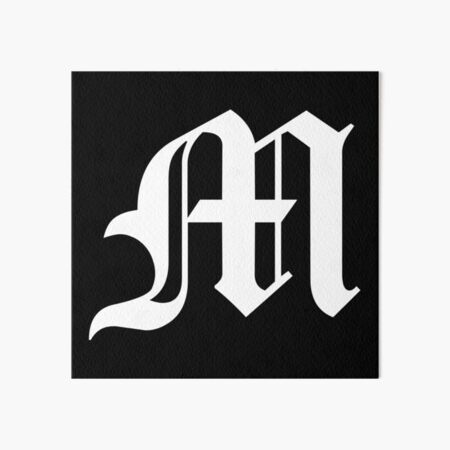 "M – Old English Initial White Letter M" Art Board Print for Sale by ...