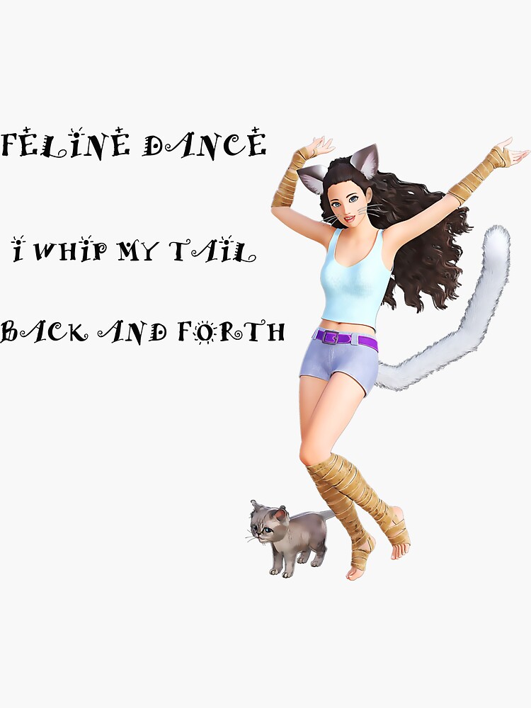 "Pretty Dancing Anime Cat Girl And Kitten Sticker Pack (Buy Medium or ...