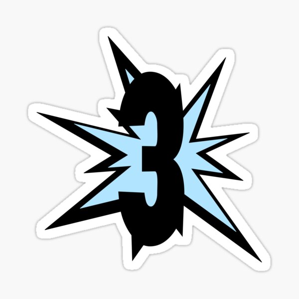 "Numbers in light blue 3 as a comic cartoon number three - birthday ...