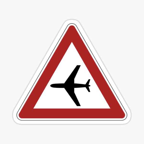 "Airplane Warning Sign" Sticker by jetmike | Redbubble