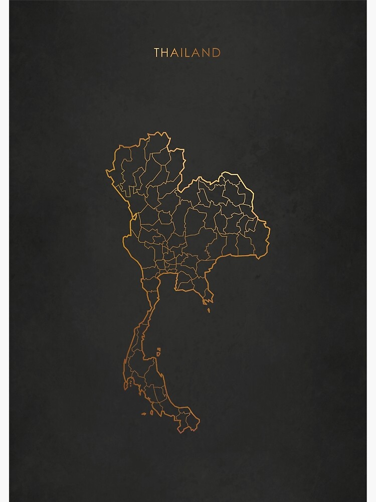 "Thailand Gold Outline Map with Regions" Poster by Travel2NZ | Redbubble