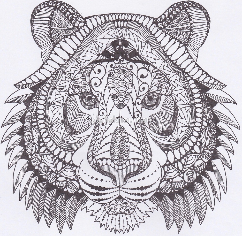 "Zentangle Inspired Art Bengal Tiger Black and White" by deliaknapman ...