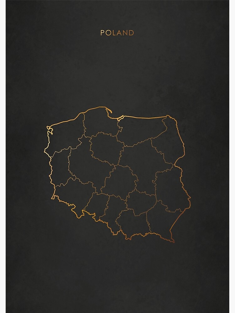"Poland Gold Outline Map with Regions" Poster by Travel2NZ | Redbubble