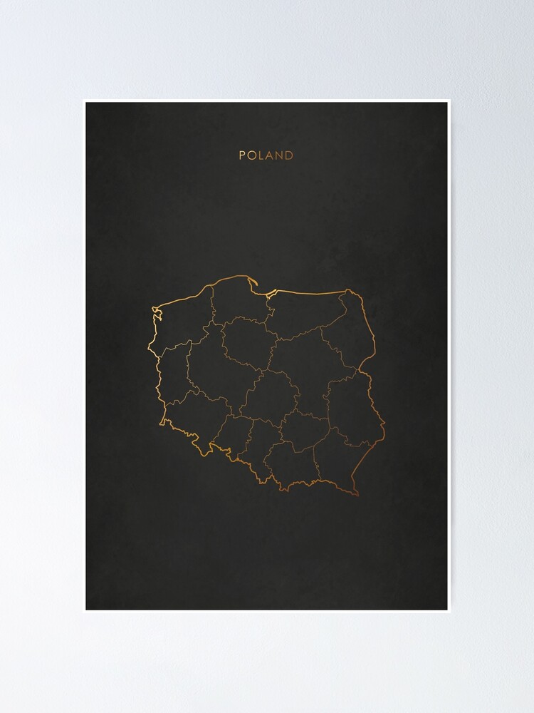 "Poland Gold Outline Map with Regions" Poster by Travel2NZ | Redbubble